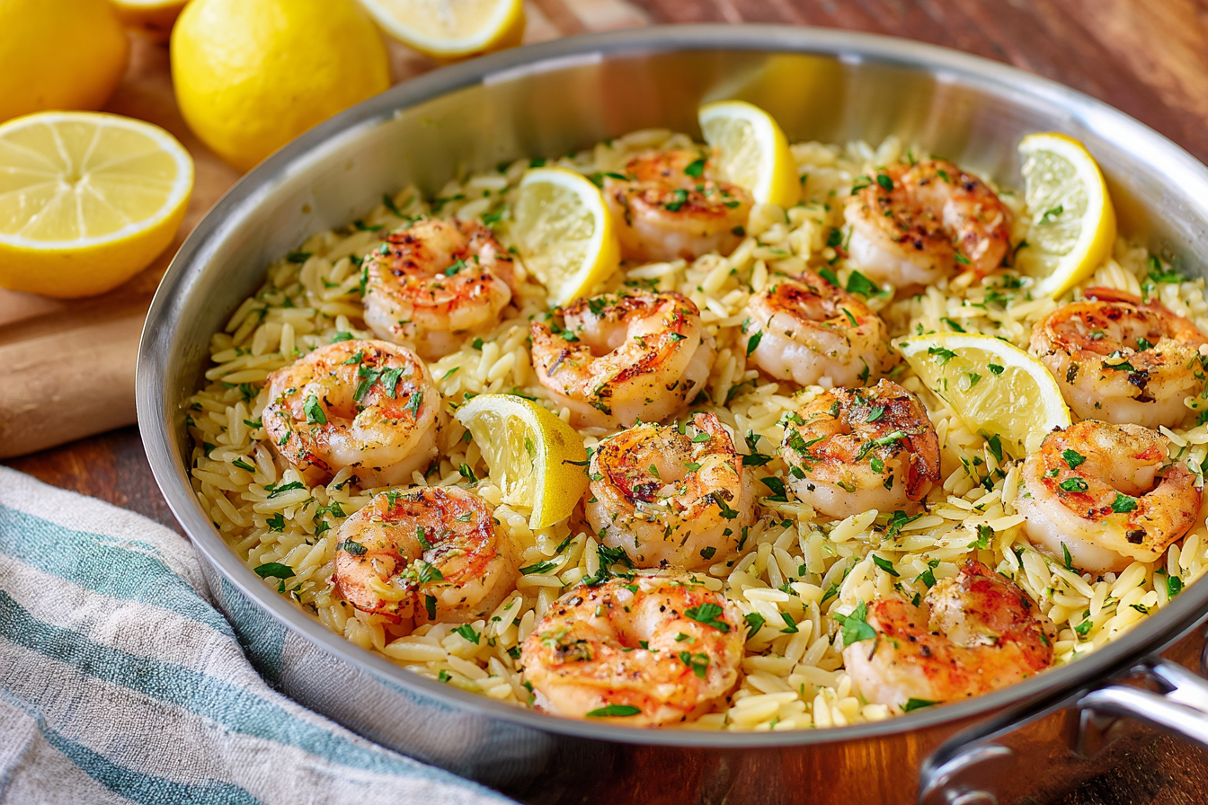 One Pan Lemon Garlic Butter Shrimp and Orzo - VIP Recipe